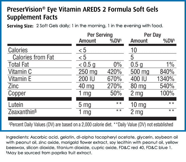 SALE! PreserVision AREDS 2 - 120 Soft Gels - 60 Day Supply – Vision ...